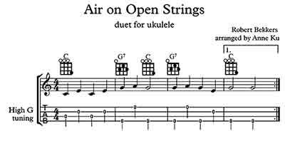Easy peasy ukulele duet on open strings –Anne Ku