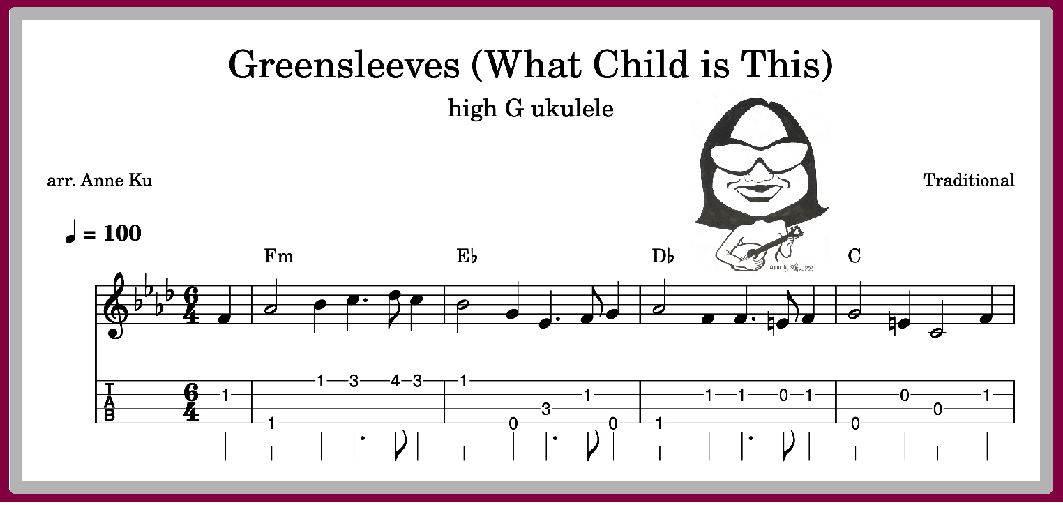 Greensleeves (What Child is This) in Fm lead sheet – Anne KuAnne Ku