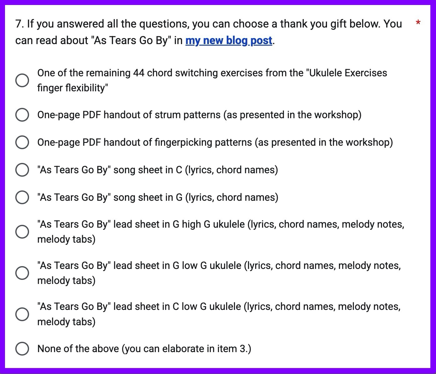 world ukulele day feedback thank you gift 2 pm est – Anne KuAnne Ku