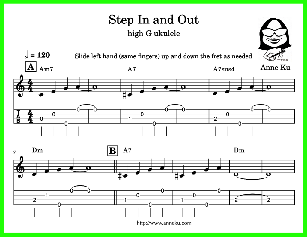 Step In and Out for high G ukulele –Anne Ku